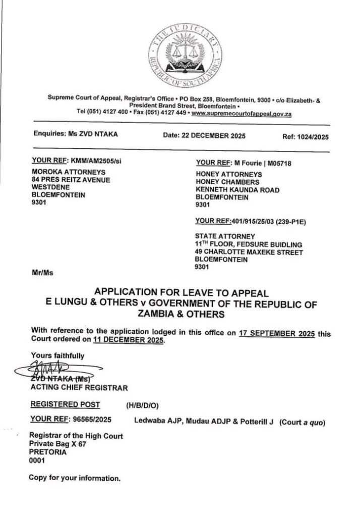 Zambia : Lungu family wins right to appeal as burial remains in limbo